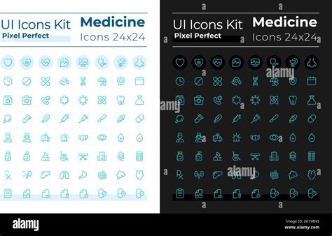 Medicine Pixel Perfect Gradient Linear Ui Icons Set For Dark Light Mode Stock Vector Image