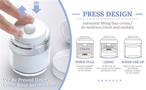 Tuzazo 3 Pack Airless Pump Jar Moisturizer Container With