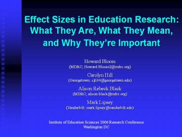 PPT Effect Sizes In Education Research What They Are What They Mean And Why They PowerPoint