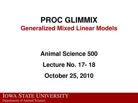 Ppt Proc Glimmix Generalized Mixed Linear Models Powerpoint