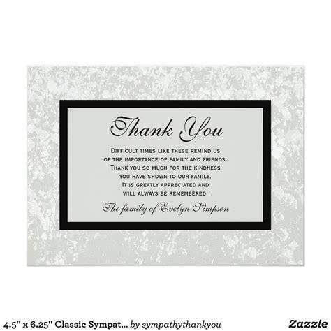 45 X 625 Classic Sympathy Thank You Flat Card Zazzle Sympathy