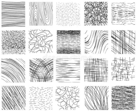 Hatch Dotted And Linear Ink Hand Drawn Textures Stock Vector