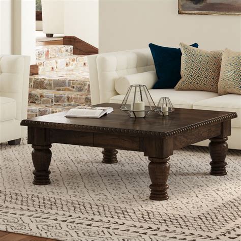 Renens Rustic Solid Wood Traditional Large Square Coffee Table