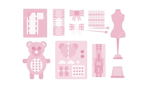Premium Vector Sewing And Needlework Pink Icons Set Tailoring