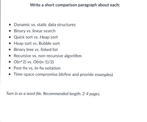 Solved Write A Short Comparison Paragraph About Each