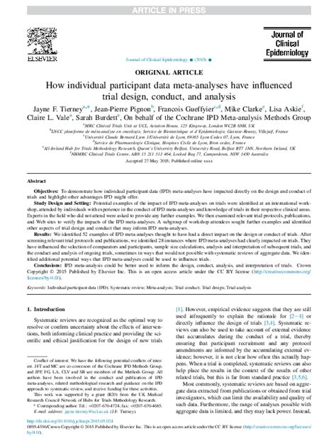 Pdf How Individual Participant Data Meta Analyses Have Influenced Trial Design Conduct And