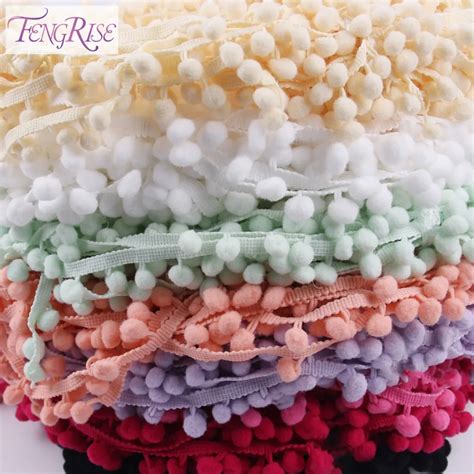 Fengrise 5 Yards Colorful Pompom Lace Trim Balls Tassel Fringe Ribbon