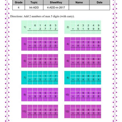 Addition Worksheets For Grade 4