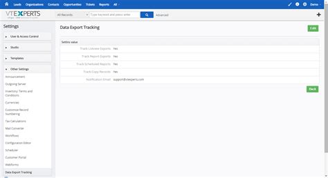 Vtiger Data Export Tracker Extension For Vtiger