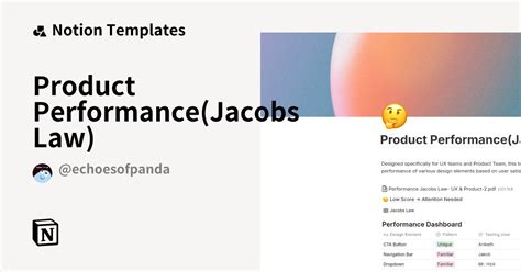 Product Performance Jacobs Law Template By Echoes Of Panda🐼 Notion Marketplace