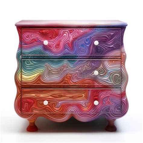 Algorithmic Art Chest Of Drawers Isolated On White Background Stock