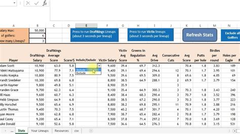 Golf Handicap Spreadsheet — Db
