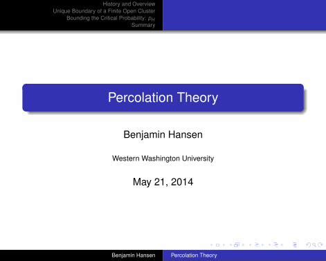 PDF Percolation Theory By Benjamin Hansen Slides DOKUMEN TIPS