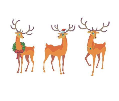 クリスマスのトナカイのイラストのセット