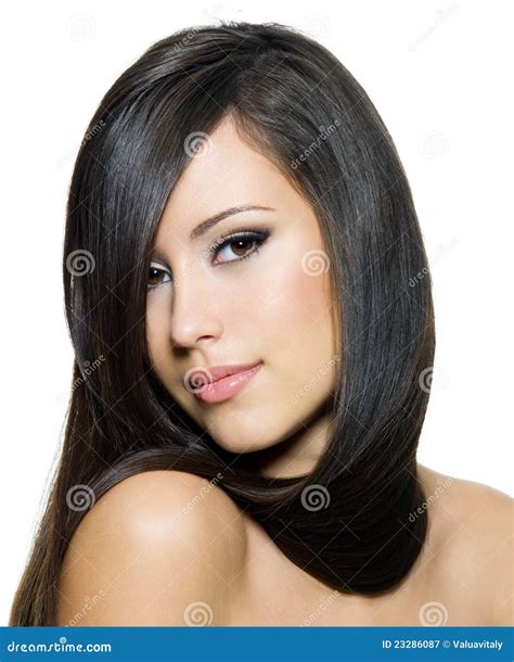 Mujer Hermosa Con El Pelo Recto Largo Imagen De Archivo Imagen De