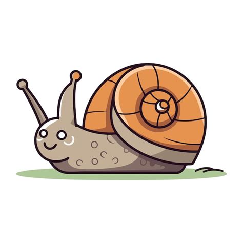 Cartoon lindo caracol isolado em fundo branco ilustração vetorial em estilo plano Vetor Premium