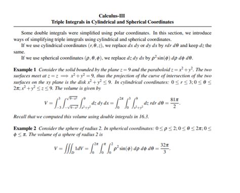 Solved Calculus III Triple Integrals In Cylindrical And Chegg