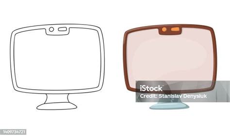 Set Ilustrasi Vektor Monitor Diisolasi Pada Latar Belakang Putih Dalam