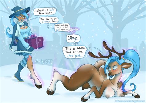 Rule 34 Beingobscene Blue Hair Breasts Capreoline Crotchboobs Deer