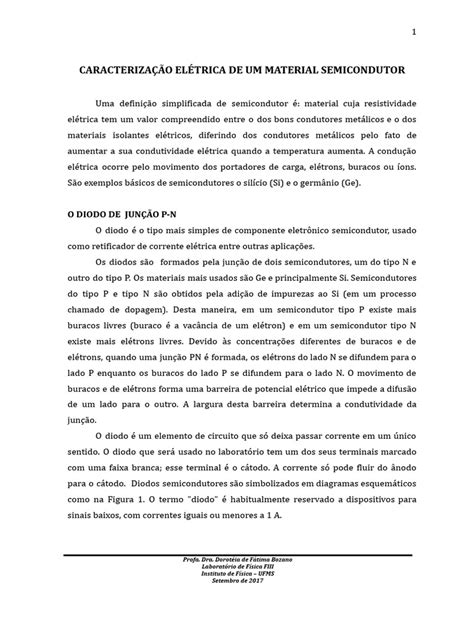 20210504 Caracterização Elétrica De Um Material Semicondutor 27 09 2017 Docx Pdf Diodo