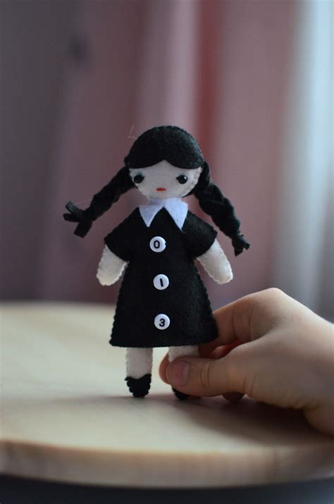 This Hand Stitched Iconic Wednesday Addams Dollcompletely Hand Sewn