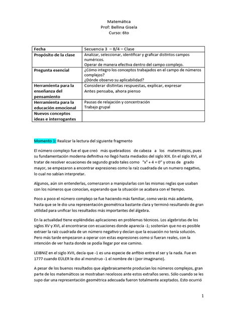 Nùmeros Complejos Act Inicio Descargar Gratis Pdf Números