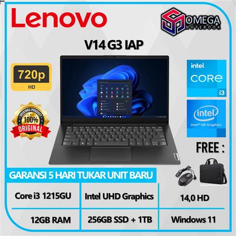 Jual Laptop Lenovo V14 G3 Iap I3 1215u 12gb 256gb Ssd 1tb Hdd 140 Hd
