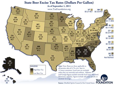 Monday Map State Beer Excise Tax Rates