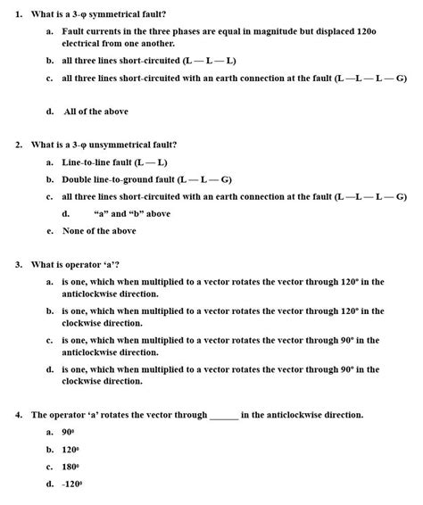 Solved 1 What Is A 3−φ Symmetrical Fault A Fault Currents