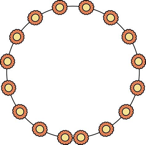 Circle Frame Decoration Element With Flowers Clip Art 22167219 Png
