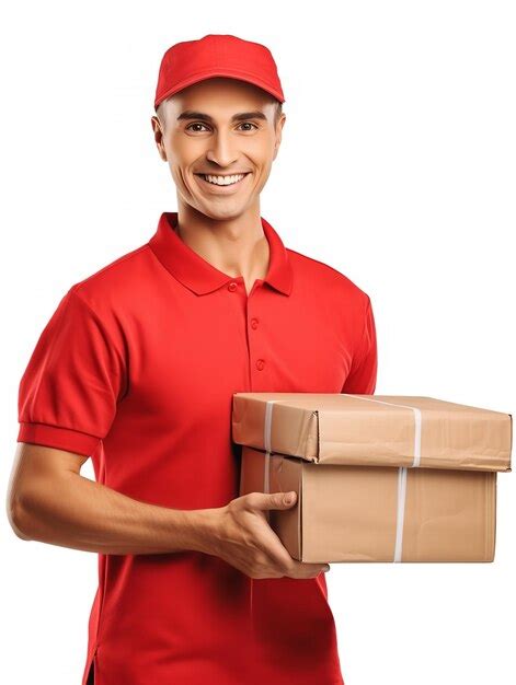 Premium Photo Male Postman Delivering Package Ai Generated