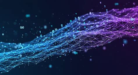 abstract data network with connecting lines and binary code concept stock illustration