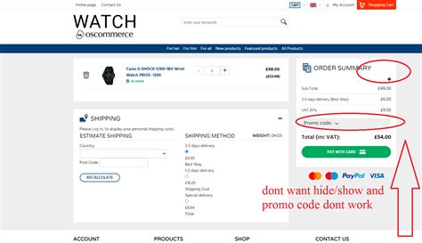 cart order summary hide show design and templates oscommerce
