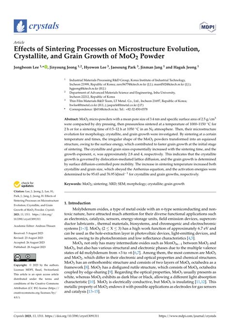 Pdf Effects Of Sintering Processes On Microstructure Evolution Crystallite And Grain Growth