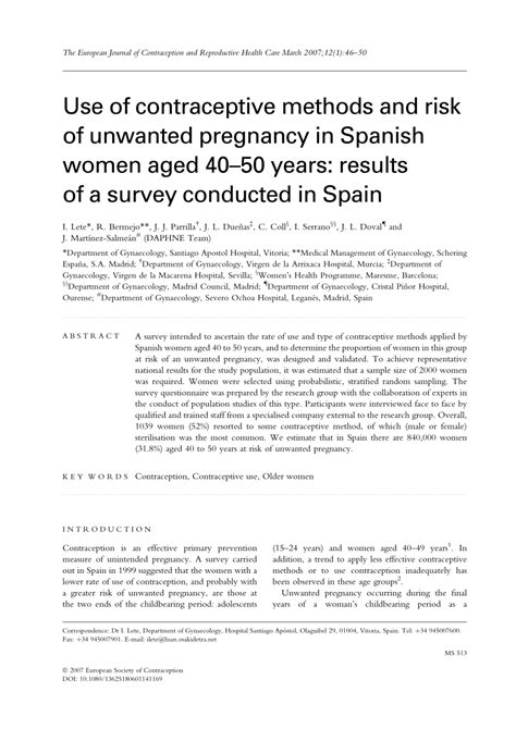 Pdf Use Of Contraceptive Methods And Risk Of Unwanted Pregnancy In