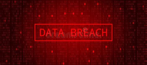 Digital Binary Code On Dark Red Bg Data Breach Stock Vector