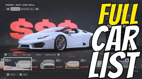 Need for Speed Unbound - Full Car List! ALL CARS - YouTube