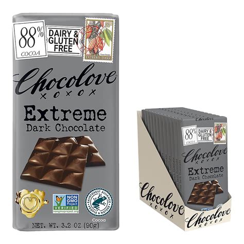 Chocolove Extreme Dark Chocolate Bars 88 Cocoa Rich