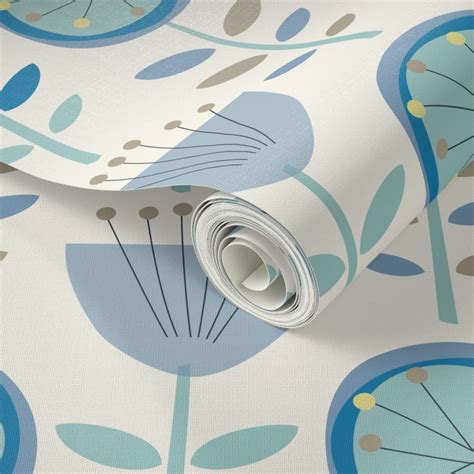 Mid Century Modern Floral Wallpaper Spoonflower