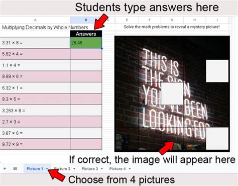 Multiplying Decimals By Whole Numbers Pixel Art Math Mystery Puzzle
