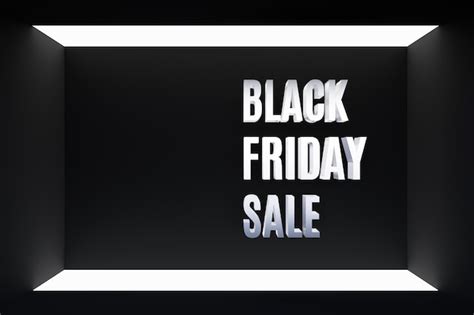 블랙 프라이데이 3d 헤드라인 금속 알루미 텍스트와 검은색 배경 프리미엄 사진