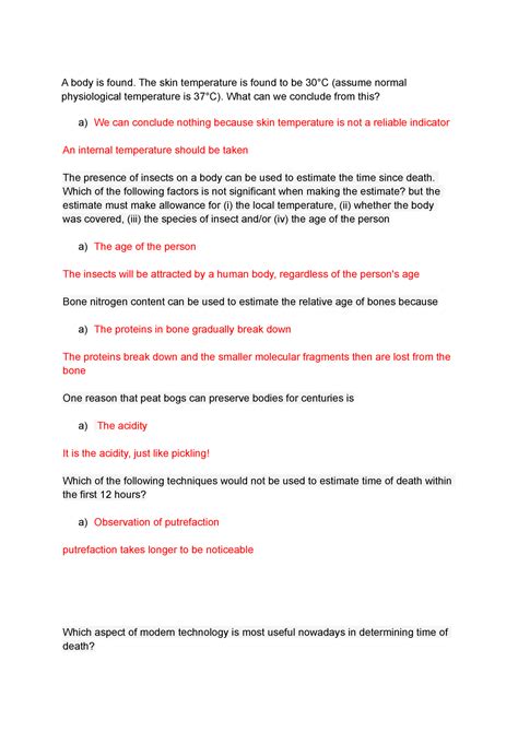 Forensic Science Questions Answers A Body Is Found The Skin