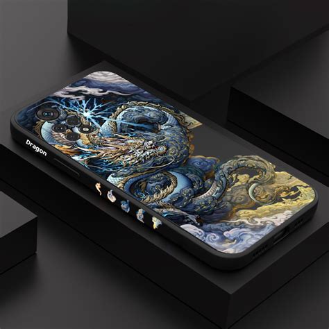 Capa De Telefone Dragão Preto Para Xiaomi Redmi Note S Pro PLus G G Moda Confortável
