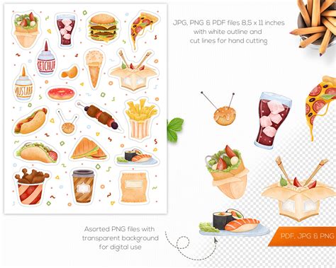 Fast Food Sticker Sheet Junk Food Planner Stickers Etsy