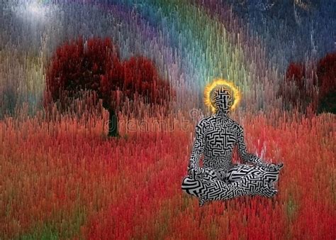 Meditation In Surreal Landscape Stock Illustration Illustration Of