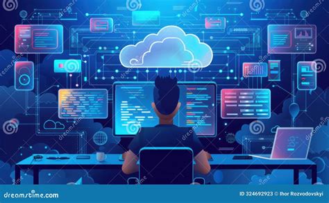 Data Science Ai And Cloud Data Concept Computer Programmer Stock