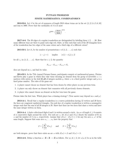 Putnam Comb Pdf Set Mathematics Permutation