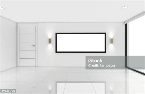 현대 빈 방 3d 렌더링 인테리어 디자인 일러스트 레이 션을 모의 단일 이미지에 대한 스톡 사진 및 기타 이미지 단일 이미지 벽 텔레비전 Istock