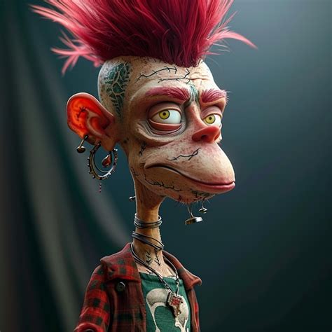 Premium Photo A Close Up Of A Cartoon Character With A Mohawk And