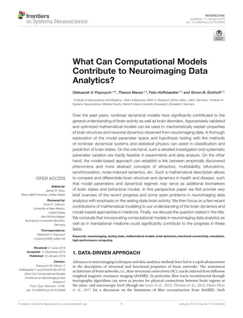 Pdf What Can Computational Models Contribute To Neuroimaging Data Analytics